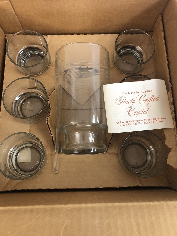 Princess House 8 Piece Crystal Set. #407 Martini Pitcher Glasses ...