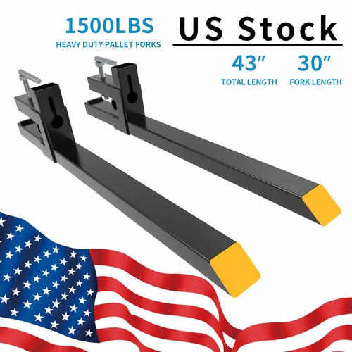 1500lbs 43" Pallet Forks Clamp on Loader Bucket Skidsteer Tractor ...