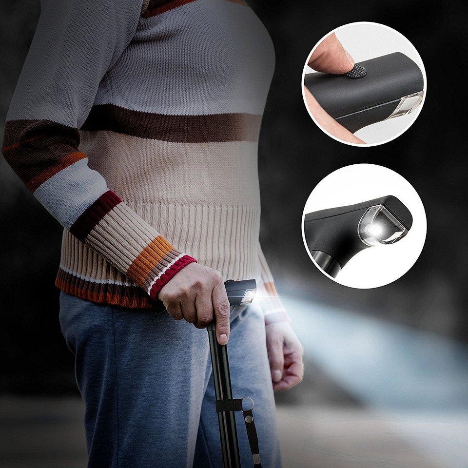 Best Walking Stand up Cane w/Light - Foldable - Adjustable - Hurry ...