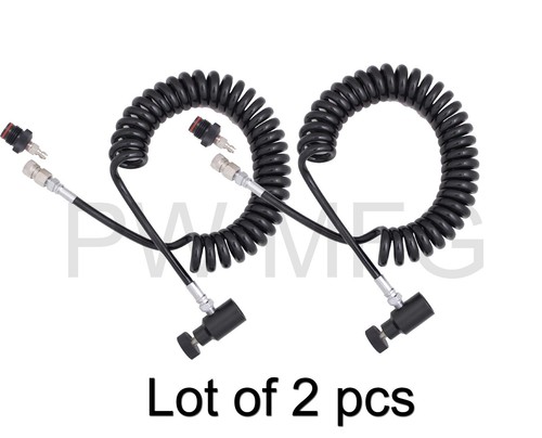 G7 Paintball HPA CO2 Coiled Remote Line, Quick Release ASA adapter LOT ...