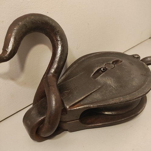 Rare Primitive Single Wheel Block & Tackle Pulley 7 S Large Forged Tool ...