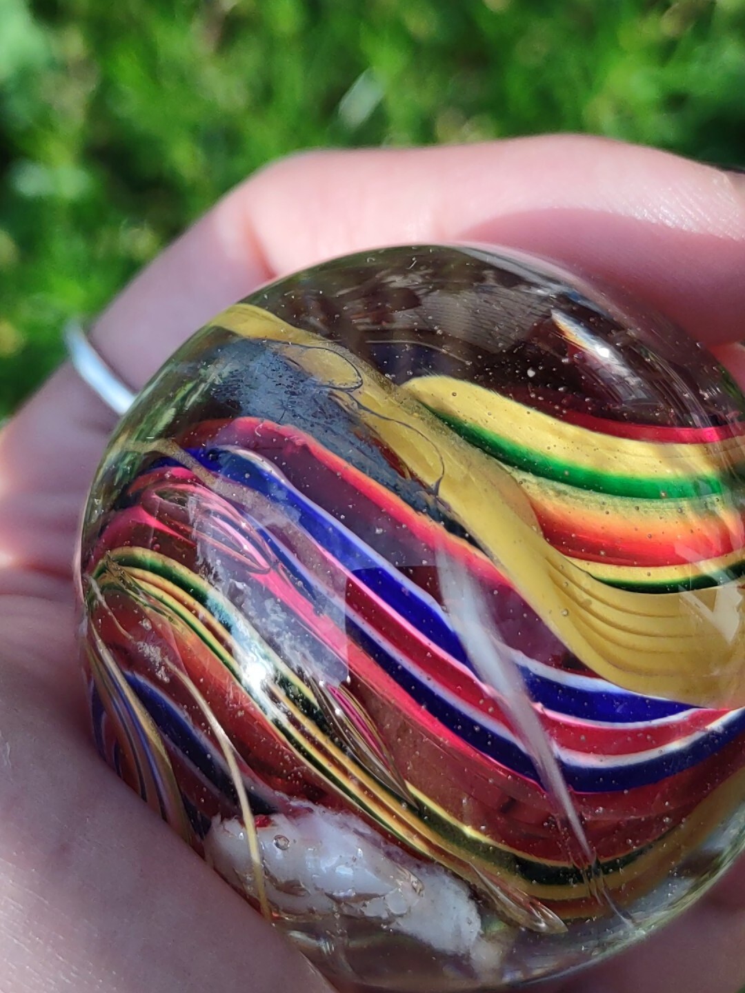 Beautiful 1.88" LG Divided Swirl Glass Polish Remelt Handmade GERMAN ...