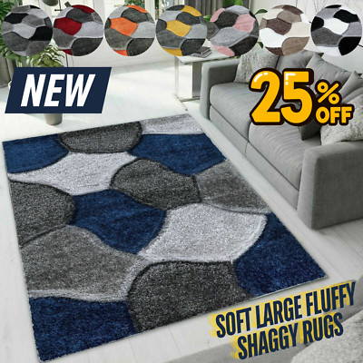 Extra Large Thick Shaggy Rug Soft Living Room Bedroom Carpet Hallway ...