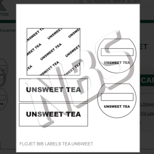FLOJET BIB LABELS TEA UNSWEET # CP051460B | eBay