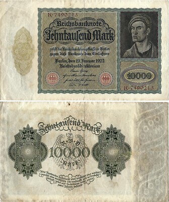 Banknote Reichsbanknote 10000 Mark 1922 Berlin Reichsbank DEU-77 Ro.68b ...