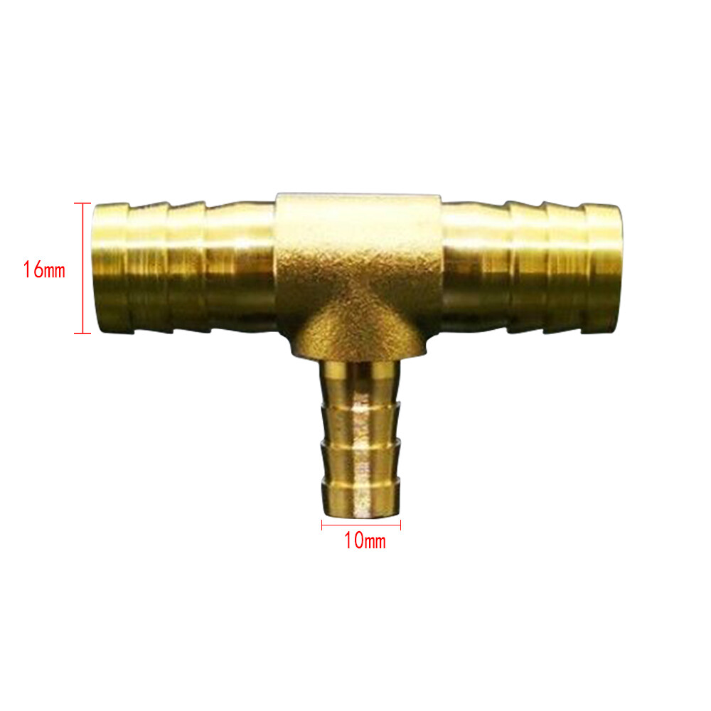 1X Tee 3Way Hose Barb Fitting Fuel Connector Brass 16mm-10mm-16mm 5/8 ...