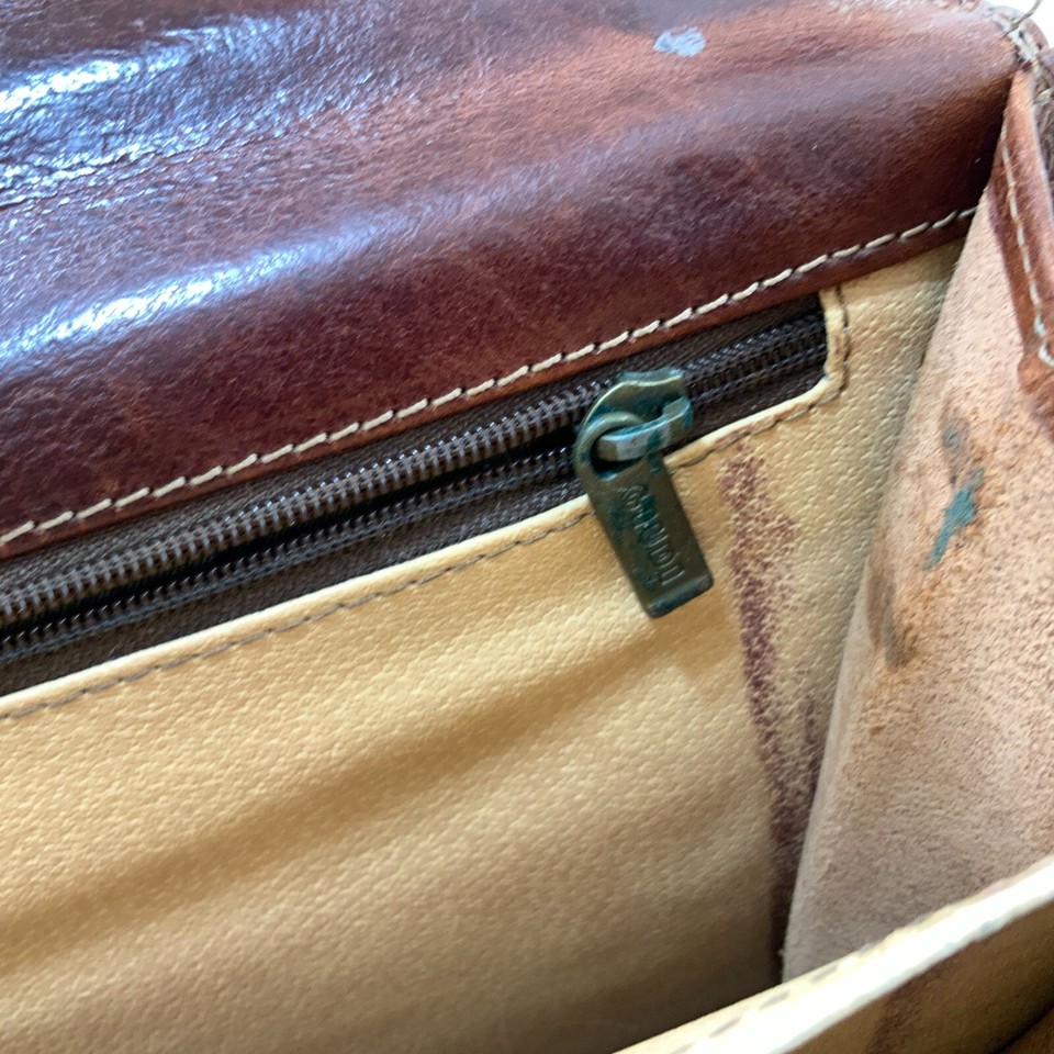 Vintage GIUDI Briefcase Leather Redish Brown Size 16x12.5x4 | eBay