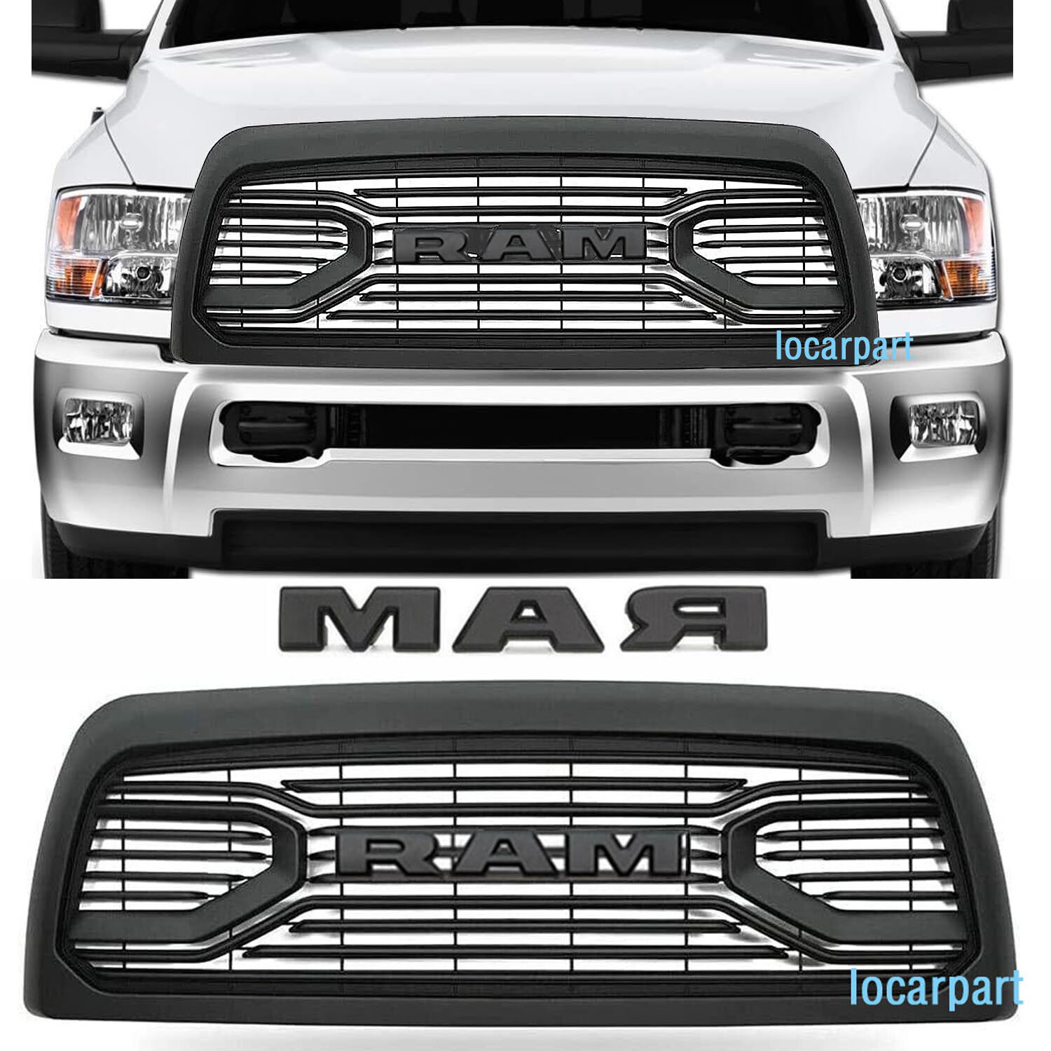 For Dodge RAM 2500 Grill 2010-2019 Big Horn Front Hood Grille w/Letter ...