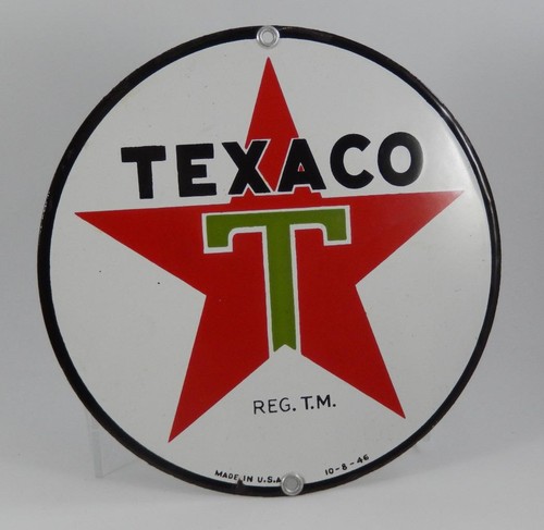 Vintage 1948 Texaco Porcelain 8" Pump Sign 10-8-46 Made in USA BG609 | eBay