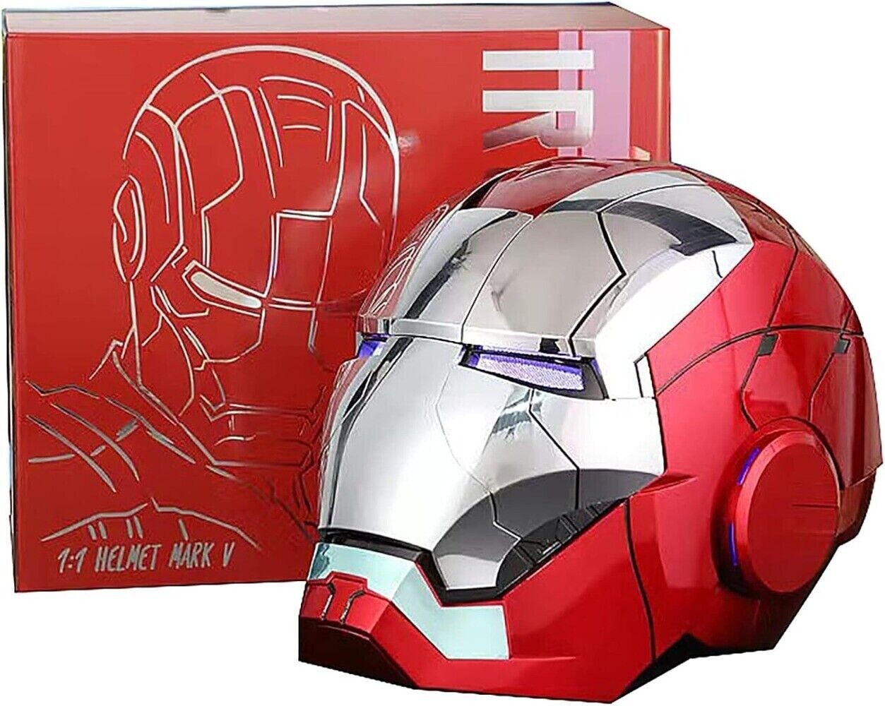 US Iron Man MK5 Cosplay Helmet Wearable Voice-control Sounds & LED Eyes ...