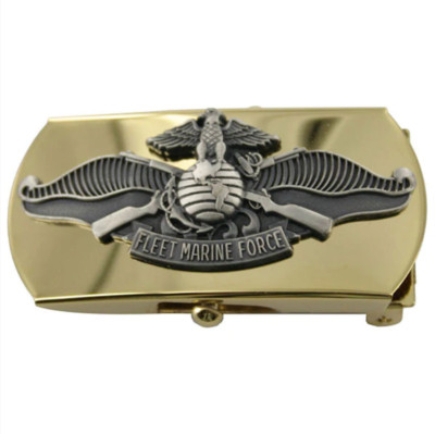 GENUINE U.S. NAVY BELT BUCKLE: FLEET MARINE FORCE CPO - GOLD AND SILVER ...
