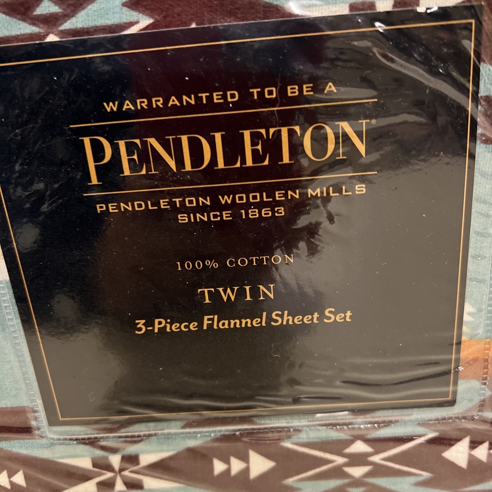 Pendleton Twin3 Piece Flannel Sheet Set 68”X96” Avra Valley Teal 100% ...
