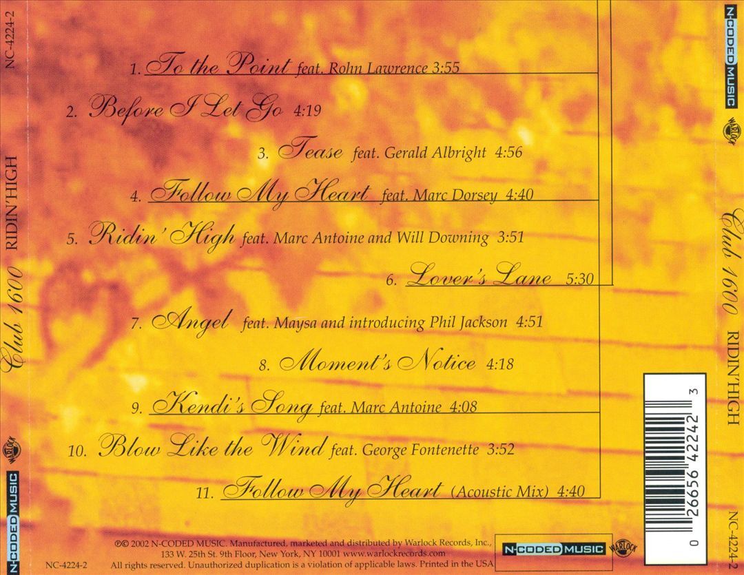 CLUB 1600/REX RIDEOUT RIDIN' HIGH NEW CD 26656422423 | eBay