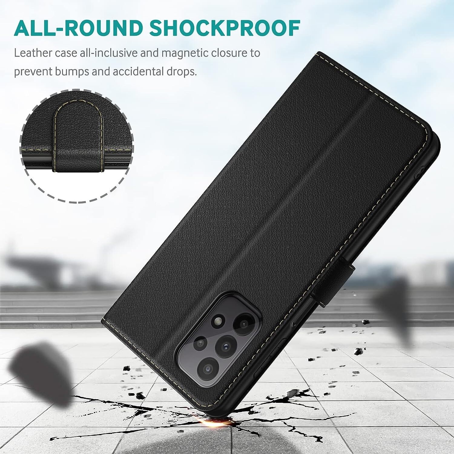 For Oppo A17 A57 A77 A57S A77S A16 Case Leather Flip Gel Wallet Book ...