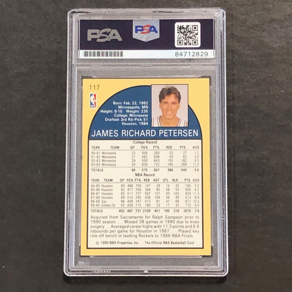 1989-90 NBA Hoops #117 Jim Petersen Signed Card PSA Slabbed Warriors | eBay