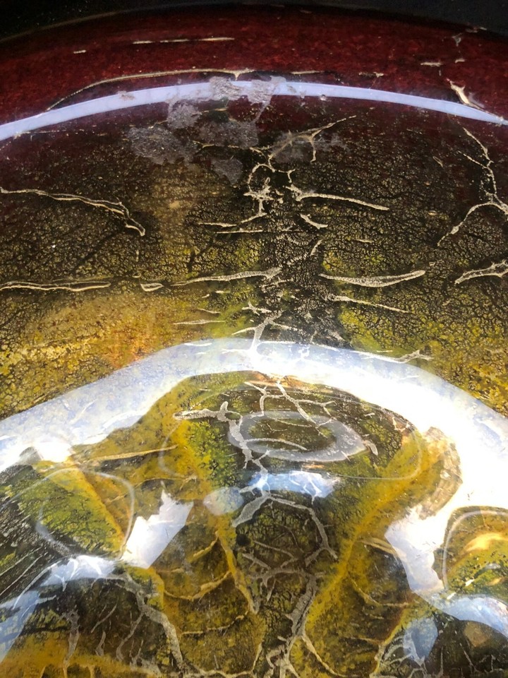 Large ANTIQUE GERMAN GLASS BOWL BY KARL WEIDMANN FOR WMF IKORA BAUSHAUS ...