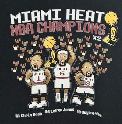 MIAMI HEAT T-SHIRT SIZE LARGE 8-BIT LEBRON JAMES WADE NBA EXCLUSIVE 2X ...