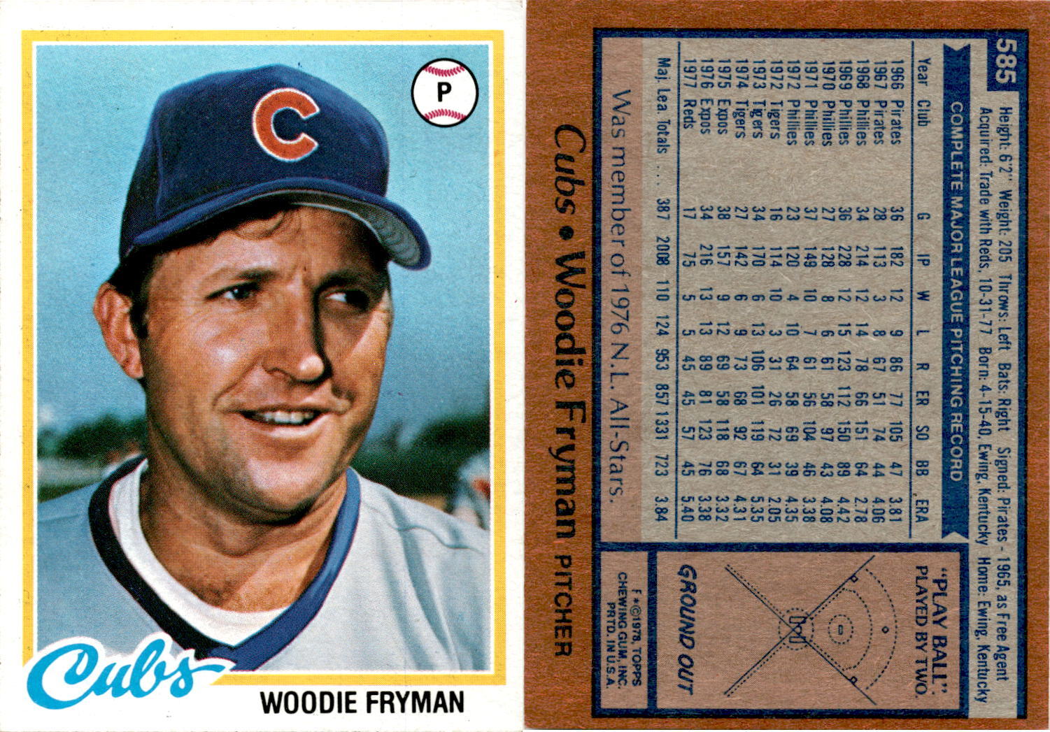 Woodie Fryman 1978 Topps Baseball Card 585 Chicago Cubs | eBay
