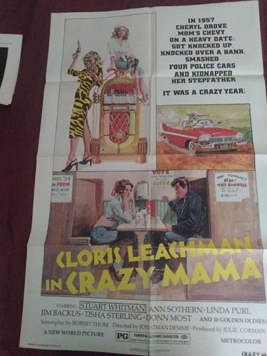 Crazy Mama Original 27x41 One Sheet 1975 Cloris Leachman Drew Struzan ...