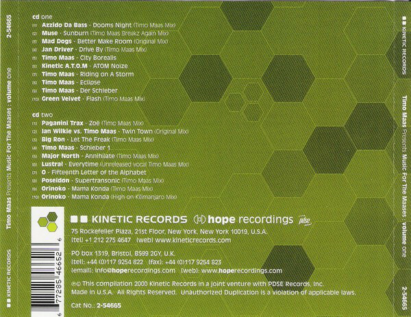 Connected [Kinetic] by Timo Maas (CD, May-2001, 2 Discs, Kinetic) New ...