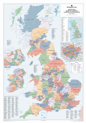 Uk Laminated Postcode District Map