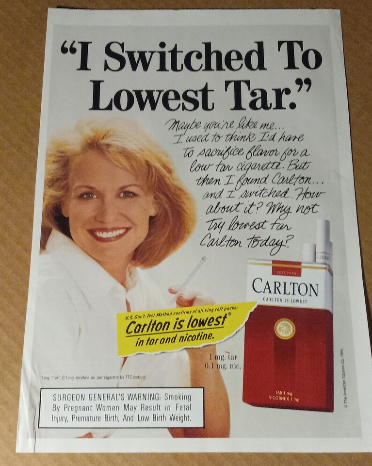 1995 print ad page - Carlton cigarettes Pretty Blonde Lady smoking ...