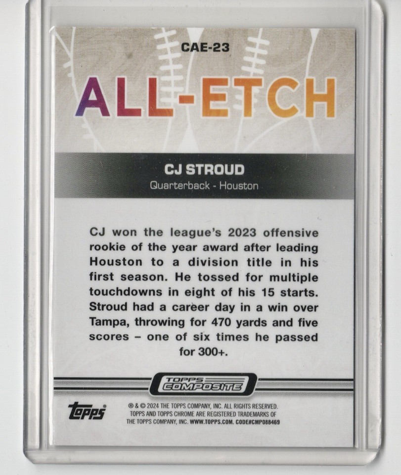 2023-24 Topps Composite Topps Chrome CJ Stroud RC All-Etch X-Fractor ...