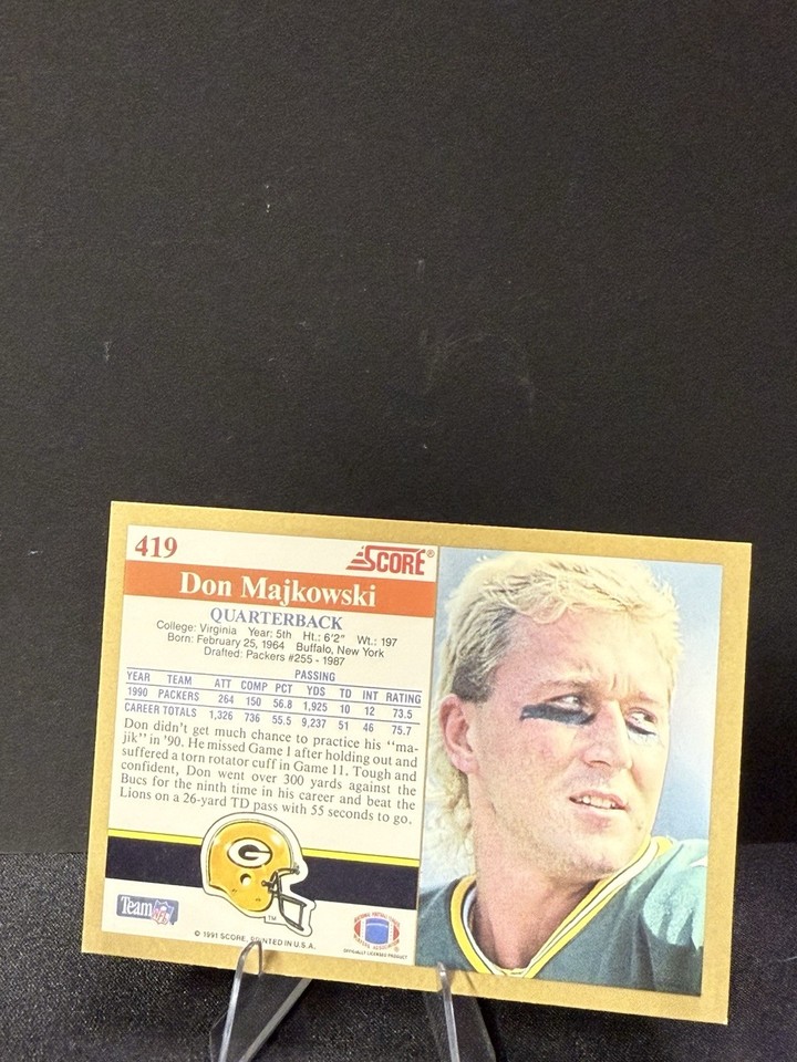 1991 Score Football Don Majkowski # 419 Green Bay Packers NFL Card | eBay