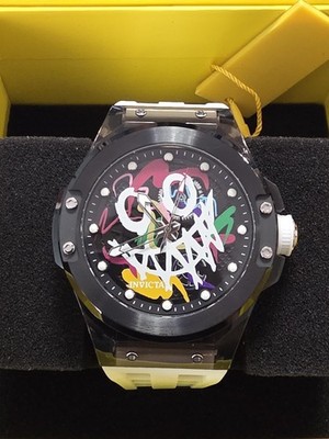 🔥 INVICTA Sea Base Men 45mm Black+Iridescent dial - White Silcone Band ...