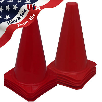 Ten 9" Tall RED Cones Soccer Football Lacrosse Tennis Traffic Safety ...