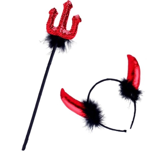 Glitter Halloween Cosplay Headband Devil Fork Costume Set Stage Props ...