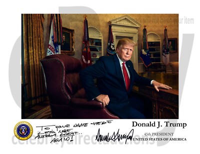 PERSONALIZED President Donald J. Trump autographed 11x8.5 portrait ...