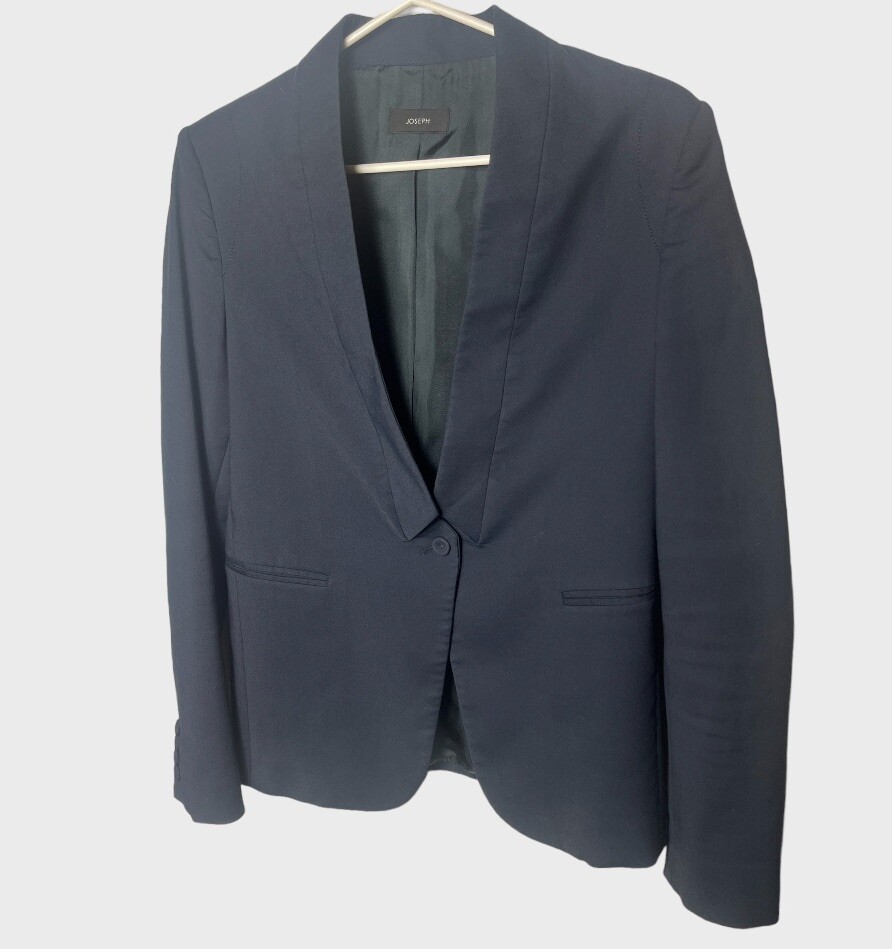 JOSEPH Marleybone Inverted Collar One Button Jacket Navy Blue Size 38 ...