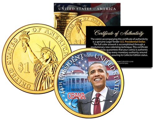 BARACK OBAMA * 44th President * Presidential $1 Dollar U.S. Coin 24K ...