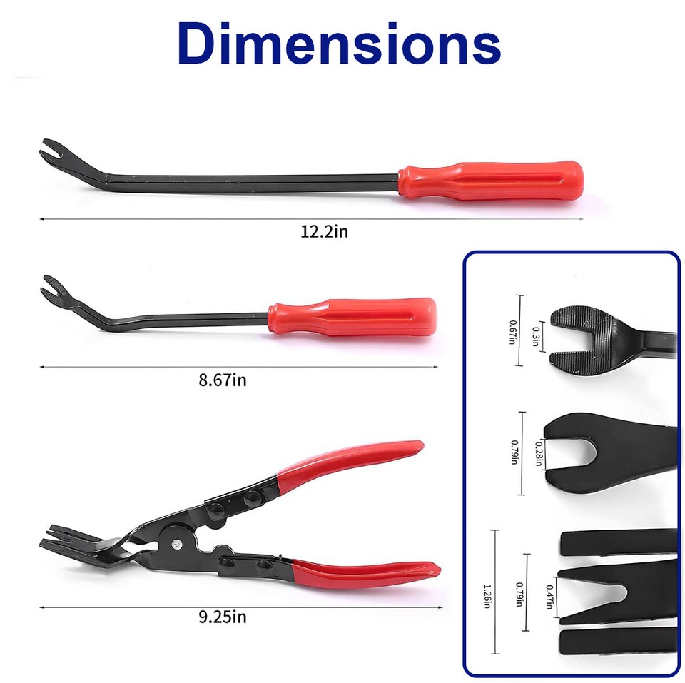 3Pcs Car Trim Clip Remover Tool Removal Pliers Fastener Door Panel ...