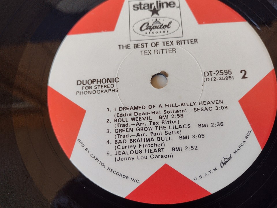Tex Ritter - The Best Of Tex Ritter - Capitol Records - DT-2595 - LP ...