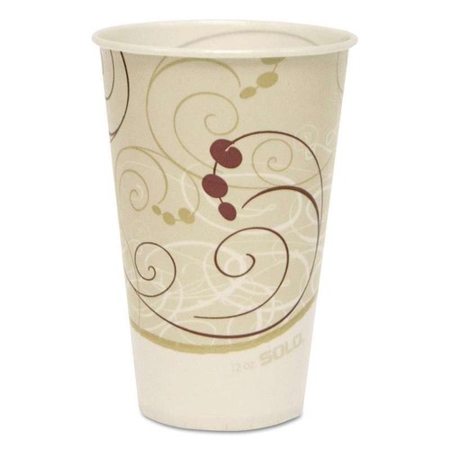 SOLO Cup Company Symphony Treated-Paper Cold Cups, 12oz, White/Beige ...