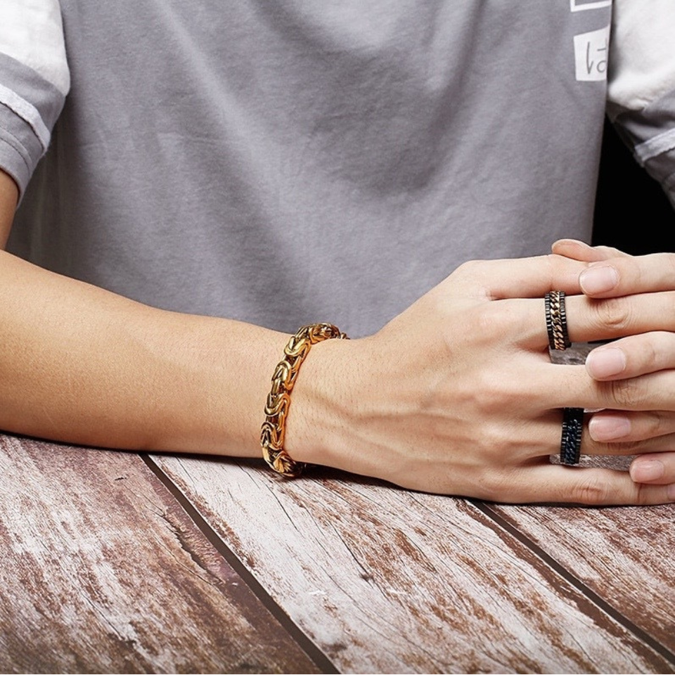 kings Braid Byzantine Chain Bracelet Italian Luxury Fashion Titanium ...