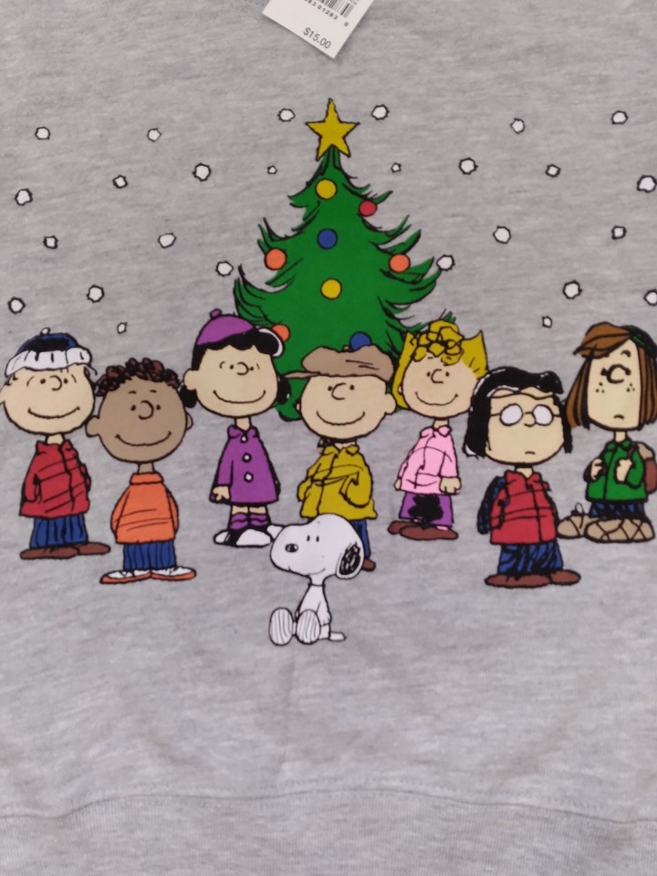 Peanuts Christmas Kids Sweatshirt XS Tree Snoopy Charlie Lucy Patty ...