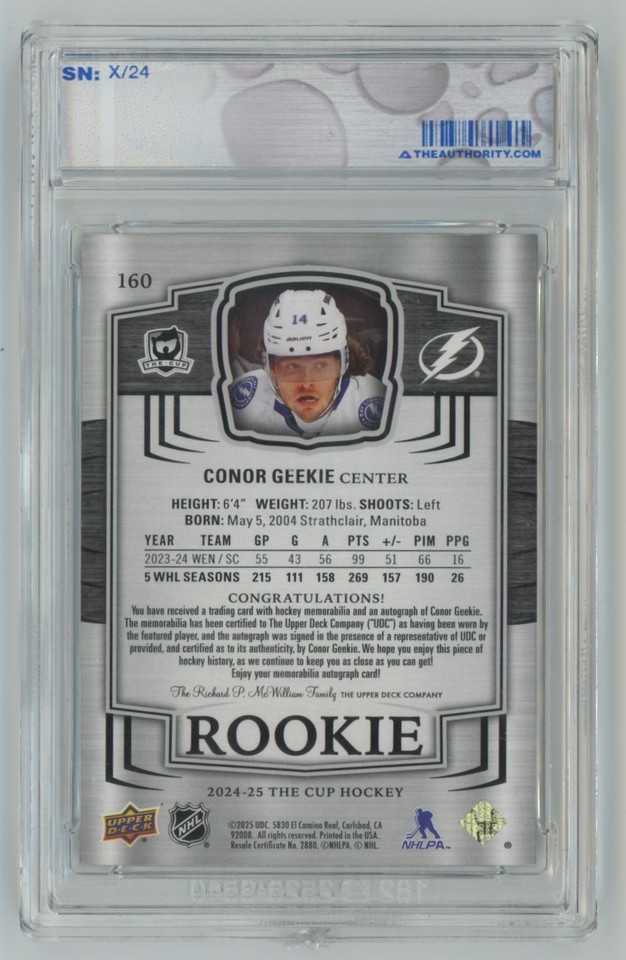2024-25 UD The Cup RPA Patch Gold Foil Conor Geekie RC Auto /24 #160 | eBay