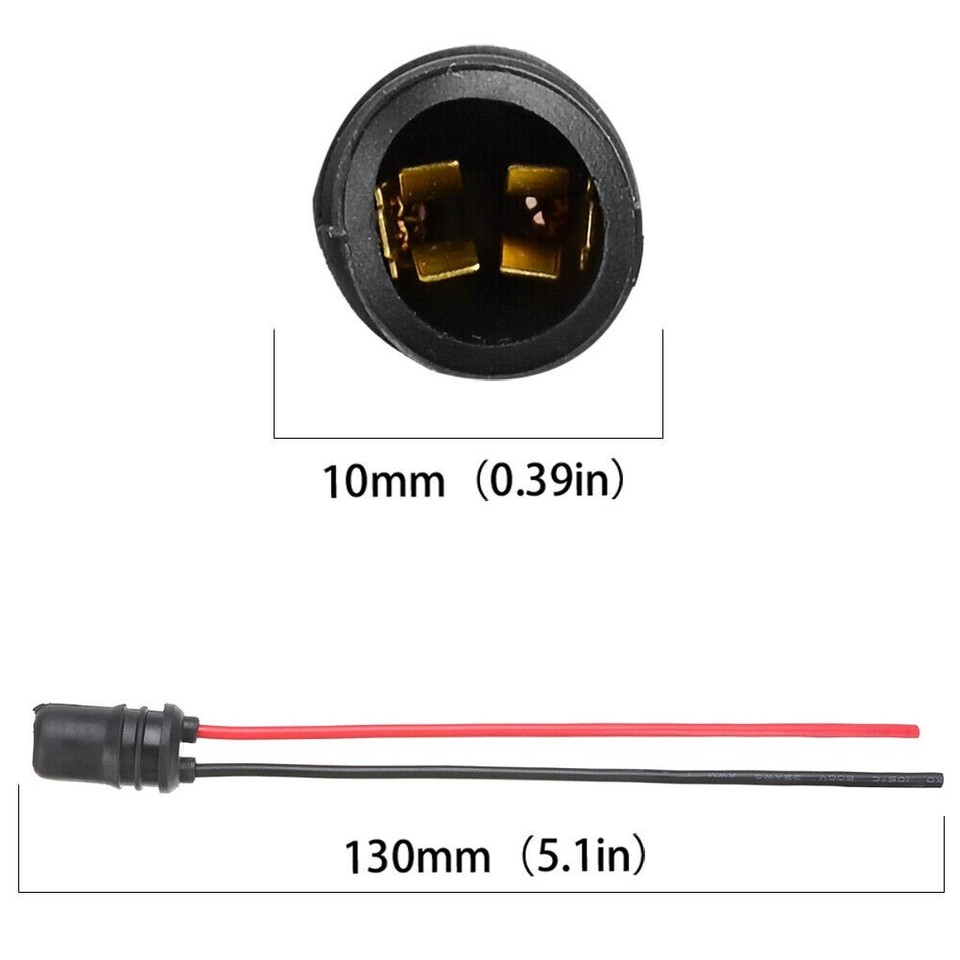 10PCS T10 168 194 W5W Light Bulb Extension Wiring Harness Socket ...
