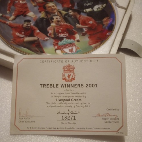 Liverpool Treble Winners 2001 Commemorative Plate Danbury Mint By Rob ...