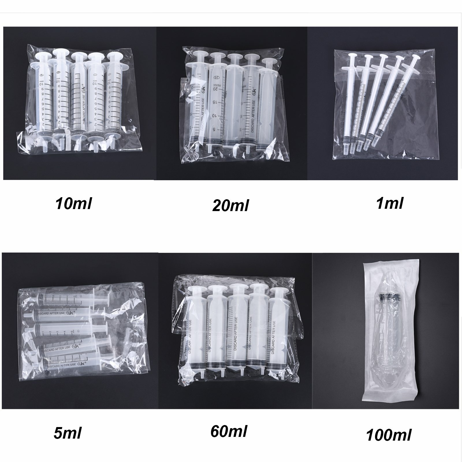10/100xSyringes 1ml 5ml 10ml 20ml Plastic Disposable Syringe Tube Funnel | eBay Australia