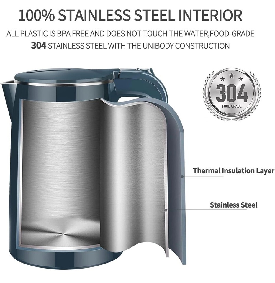 Water Kettle 1.7L/57.5OZ Electric Kettle, Easy to Clean Kettle, Double ...