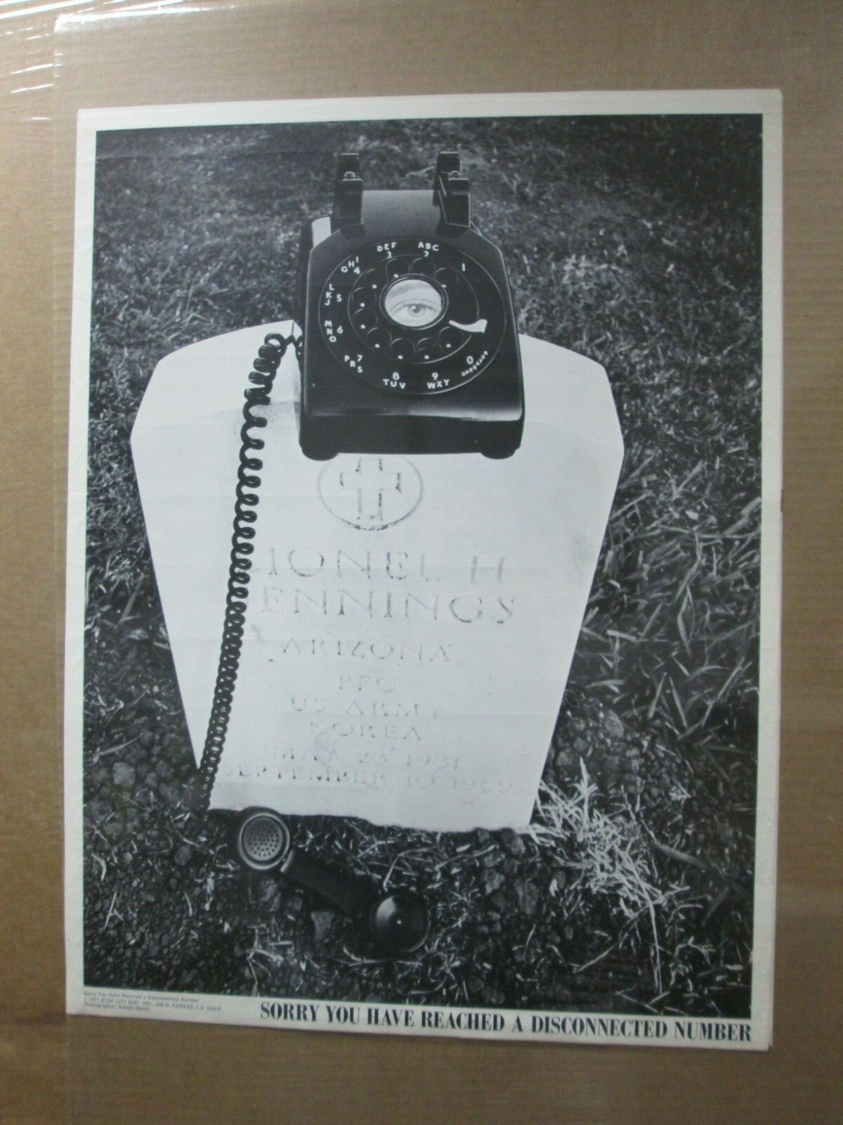 Disconnected number Black white Poster political antiwar 1970's Inv# ...