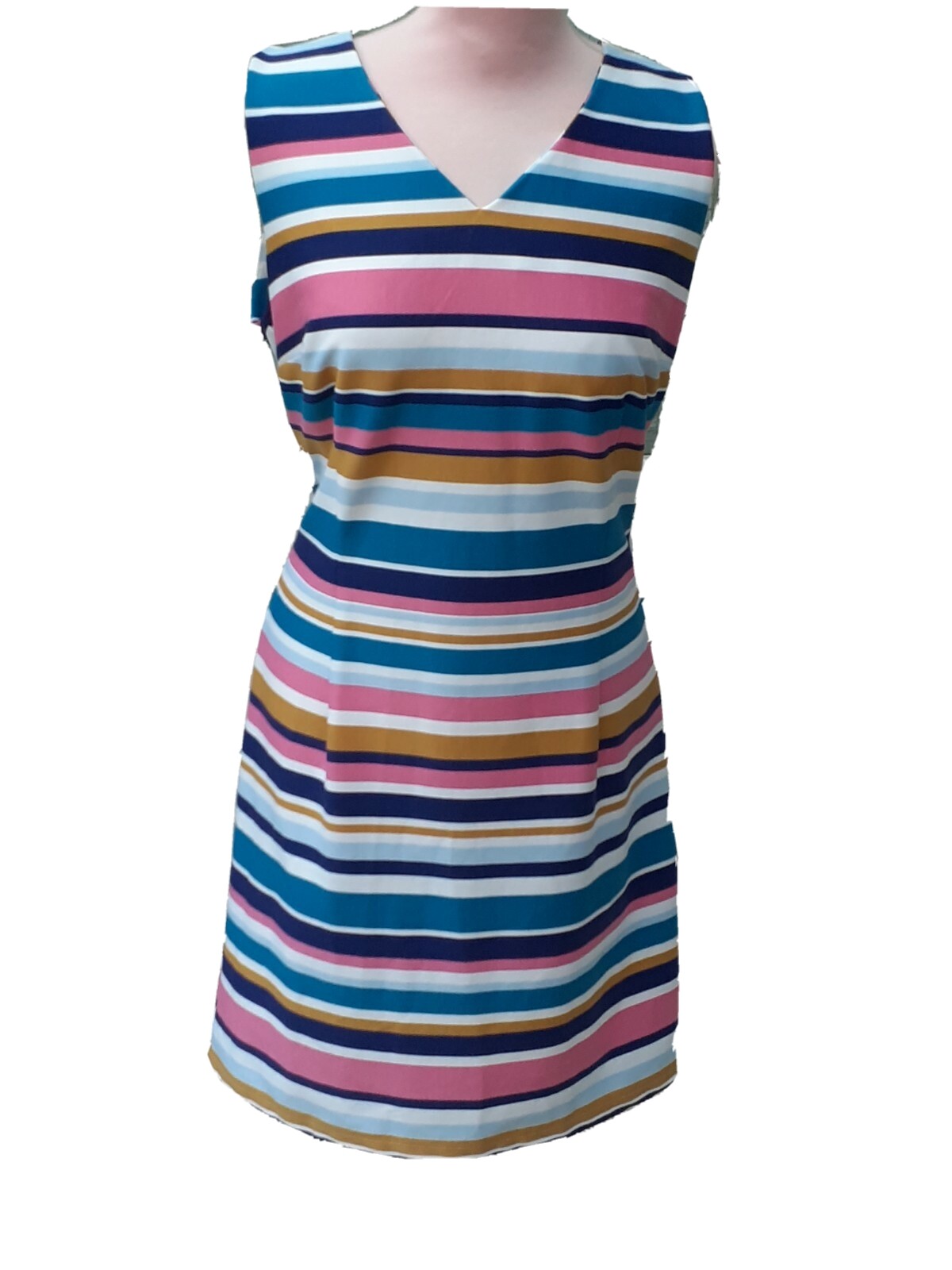 TU CLOTHING MULTICOLOUR STRIPED V NECK PONTE SHIFT D… - Gem