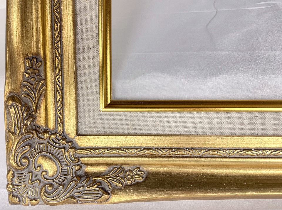 Antique Gold Ornate Baroque Wood Picture Frame Linen Liner 3" Wide | eBay
