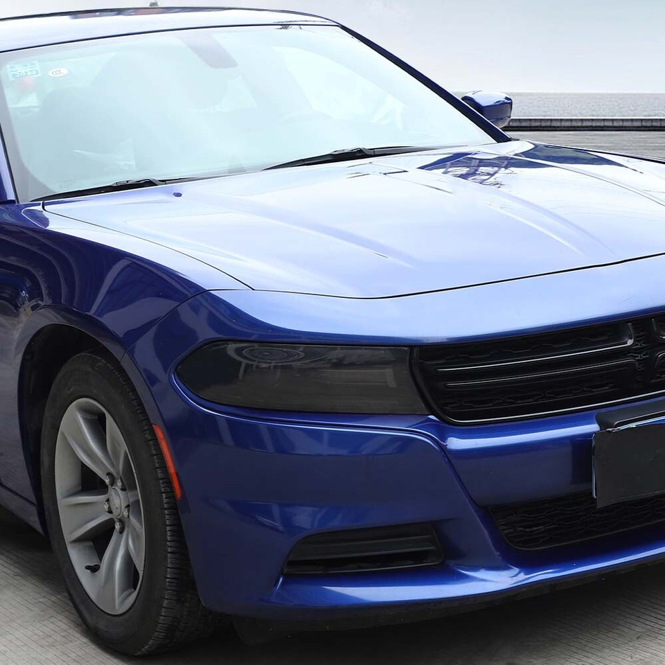 Smoked Black Front Head Light Lamp Guard Decor Cover Trim For Dodge ...