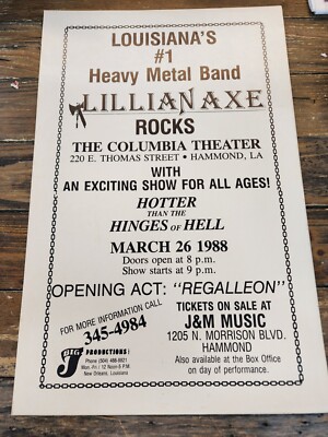 Vtg Heavy Metal Band Poster Show 1988 Lillian Axe 14" | eBay
