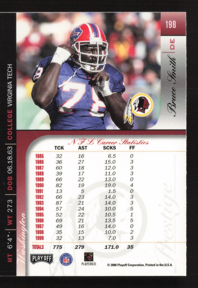 2000 Playoff Prestige #198 Bruce Smith Washington Redskins | eBay